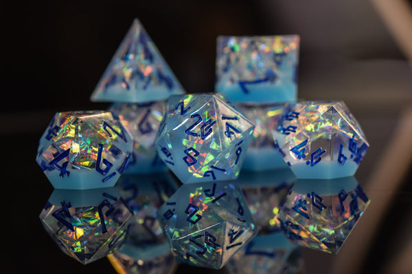 Ice Storm Sharp-Edged Resin Dice Set - The Dragons Trove