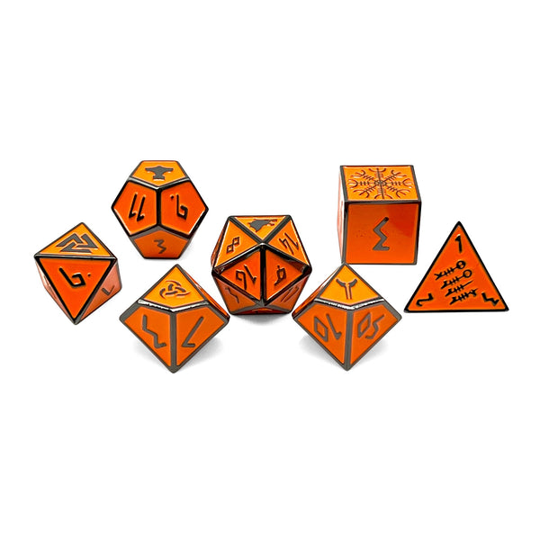 Molten Lava - Norse Themed Metal Dice Set - The Dragons Trove
